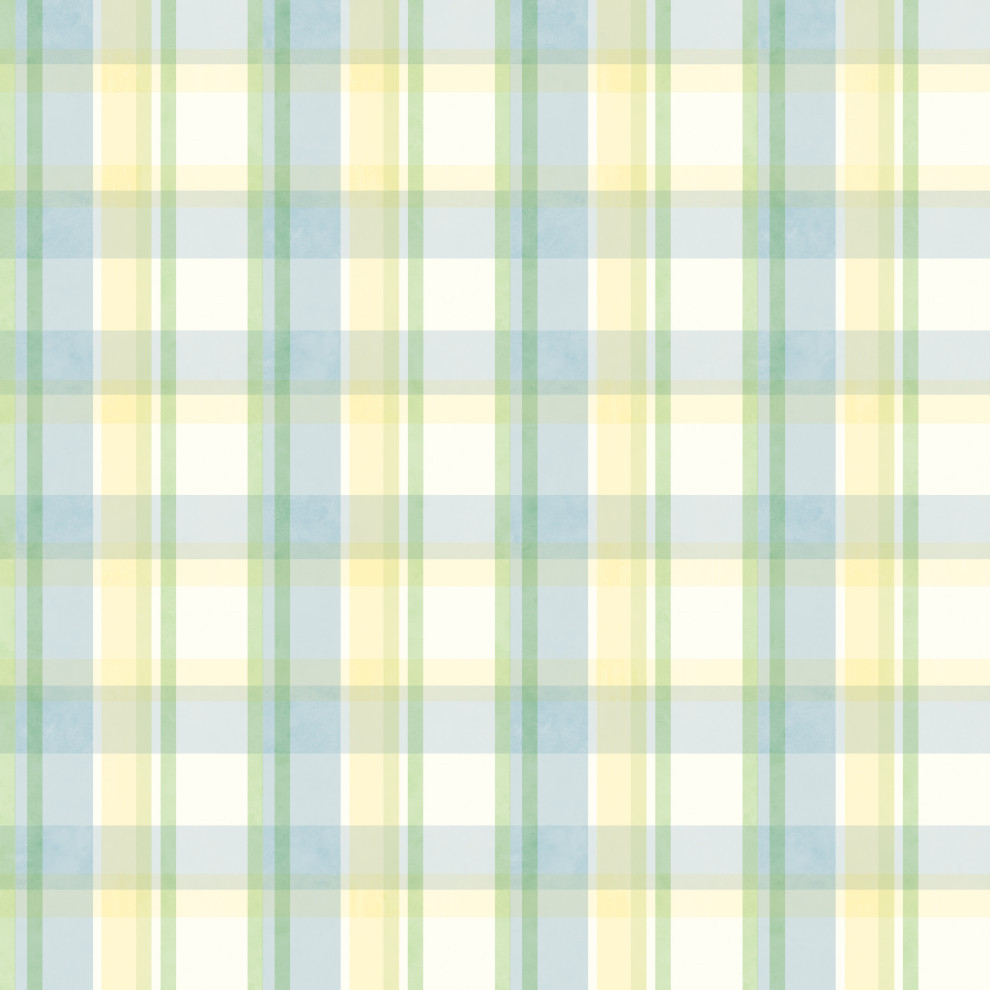 Yellow Sunday Plaid Wallpaper,, Sample - Farmhouse - Wallpaper - by ...