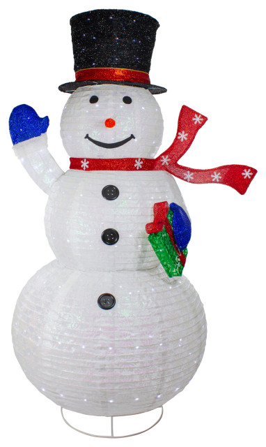 71" LED Lighted White Iridescent Twinkling Snowman Outdoor Christmas ...