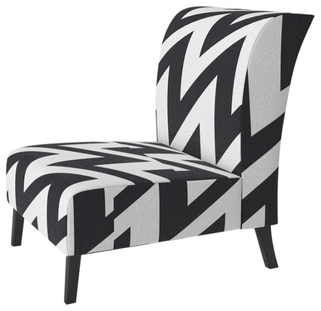 Black Retro Vintage Chevron Chair - Contemporary - Armchairs And Accent ...