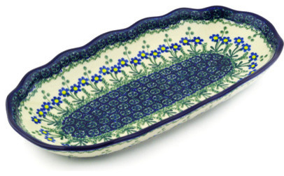 Polmedia Polish Pottery 12" Stoneware Platter - Mediterranean - Serving ...