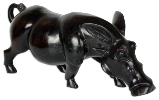 Handmade Bush Pig Ebony Wood Sculpture - Farmhouse - Decorative Objects ...