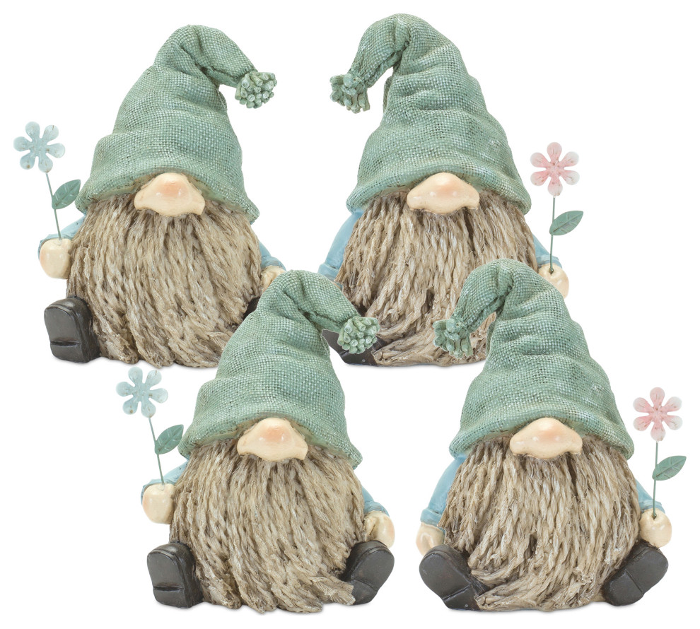 Gnome Figurine, 4-Piece Set - Contemporary - Garden Statues And Yard ...