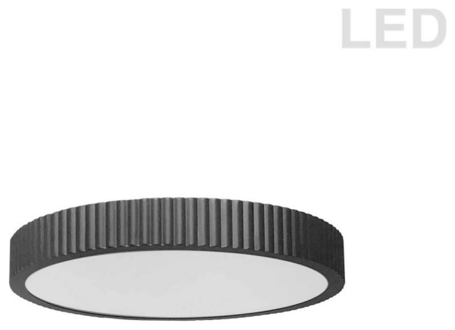 30W Flushmount, Matte Black With White Acrylic Diffuser - Transitional ...