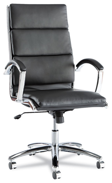 Contemporary Office Chair, Waterfall Seat With Ribbed Back & Padded ...
