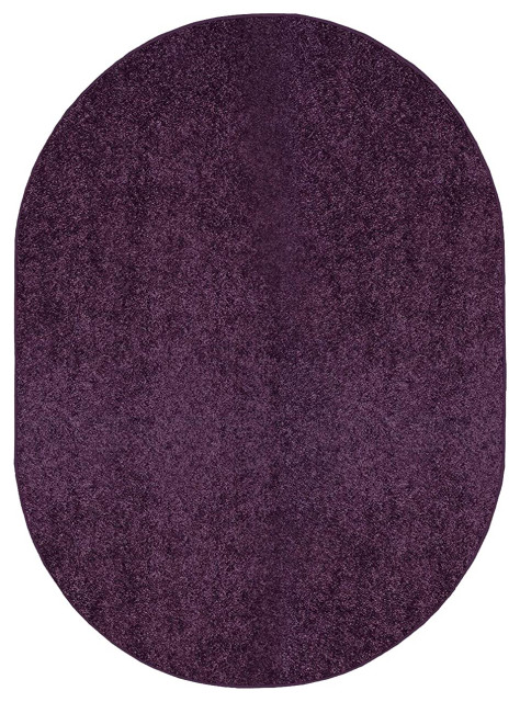 American Bright Solid Color Area Rugs, Purple, 6' x 9' Oval ...
