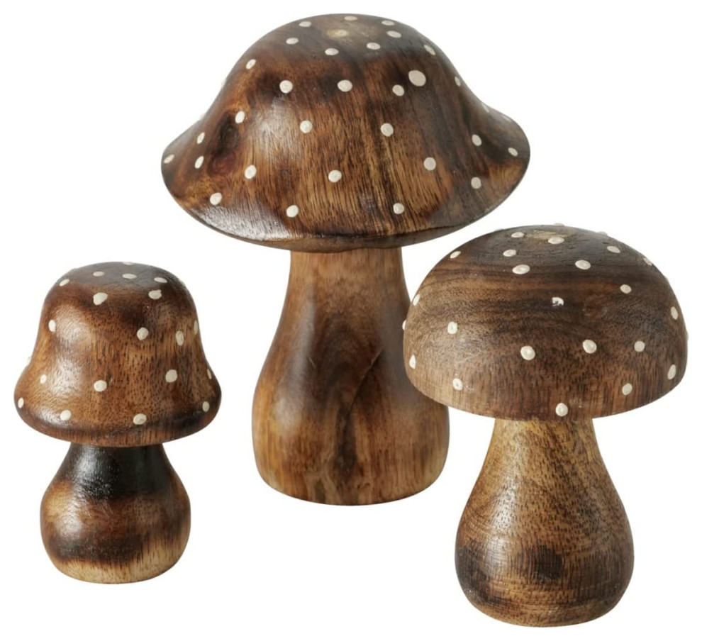 Dotted Top Mushrooms, Set of 3 - Rustic - Decorative Objects And ...