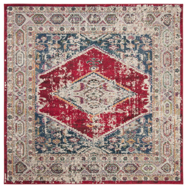 Safavieh Monaco Collection Mnc257a Ivory / Red Rug, 6'-7" X 6'-7 ...