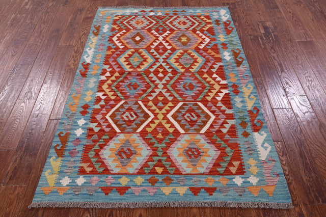 Kilim Flat Weave Reversible Wool On Wool Rug 4' 1" X 5' 11" - Q17617, 4 ...