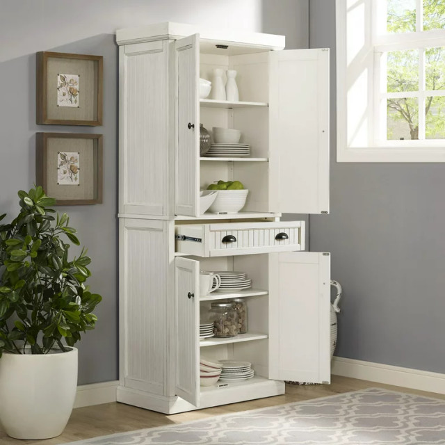 Tall Pantry Cabinet, Breadboard Paneled Doors & Storage Drawer ...