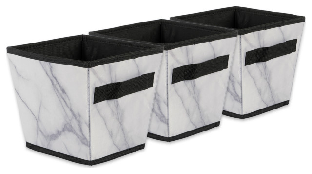 Polyester Laundry Bin Marble White Trapezoid Small 8.5x6.5x6.25, Set Of ...