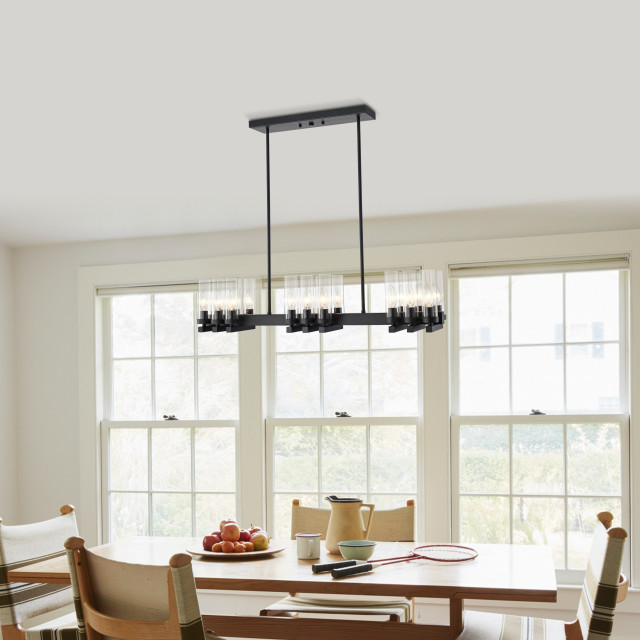 MD46/18MB Edana 36" 18-Light Indoor Matte Black Finish Chandelier ...
