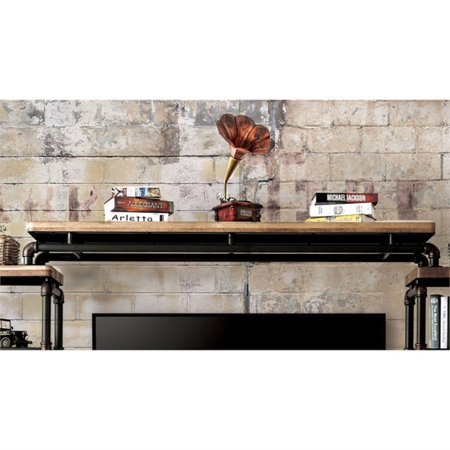 Bowery Hill Metal 4-Piece Entertainment Center in Black Finish ...