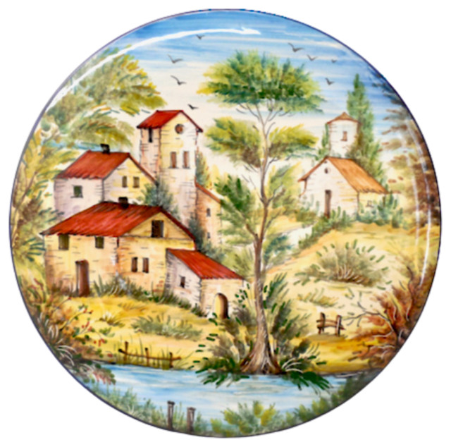 Umbrian Ceramiche Favaroni Carlo Deruta Landscape 16” Round Serving ...
