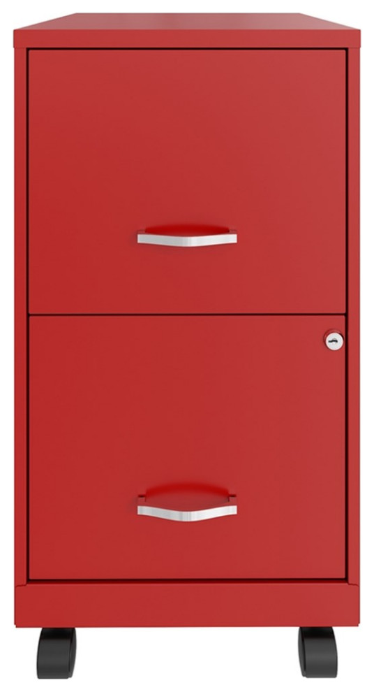 Pemberly Row 18in 2 Drawer Metal Mobile Smart Vertical File Cabinet Red ...