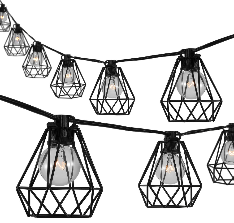 10-Light Indoor/Outdoor 10' Contemporary G40 String Lights, Black ...