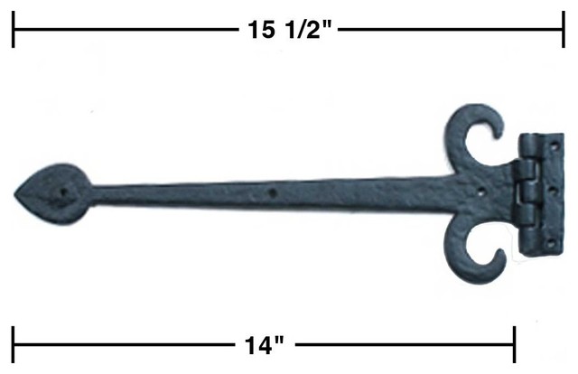 10 Black Wrought Iron Door Strap Hinge 15.5" L Rust Resistant Flush ...