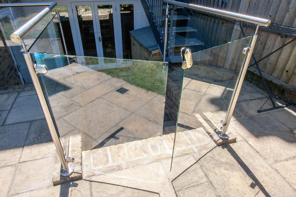 Proposed glass balustrades with gate to the rear upper garden level ...