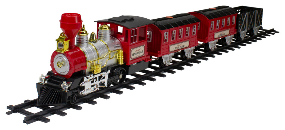 24-Piece Battery Operated Lighted and Animated Christmas Train Set With ...