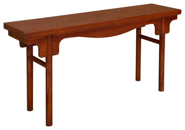 Chinese Brown Wood Plank Plain Ming Style Altar Console Table Hcs7450 ...