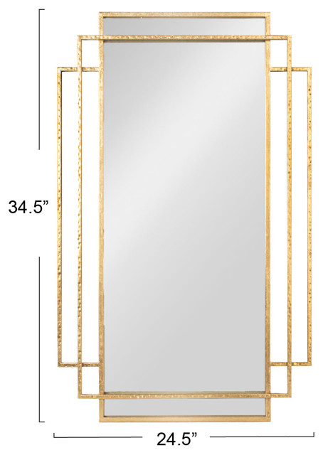 Metal Wall Mirror With Geometric Framework, Gold - Contemporary - Wall ...