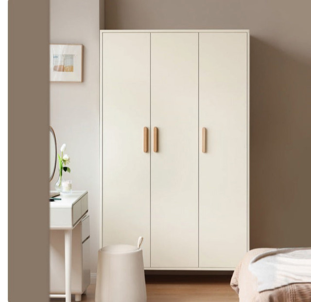 Solid Wood small Wardrobe, White Four-Door Wardrobe With Legs 61.4x19 ...