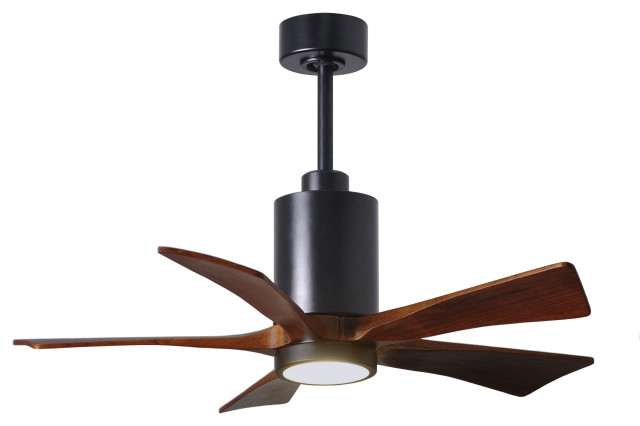 Patricia Five Blade Paddle Fan, Light Kit, Matte Black, Walnut Tone ...