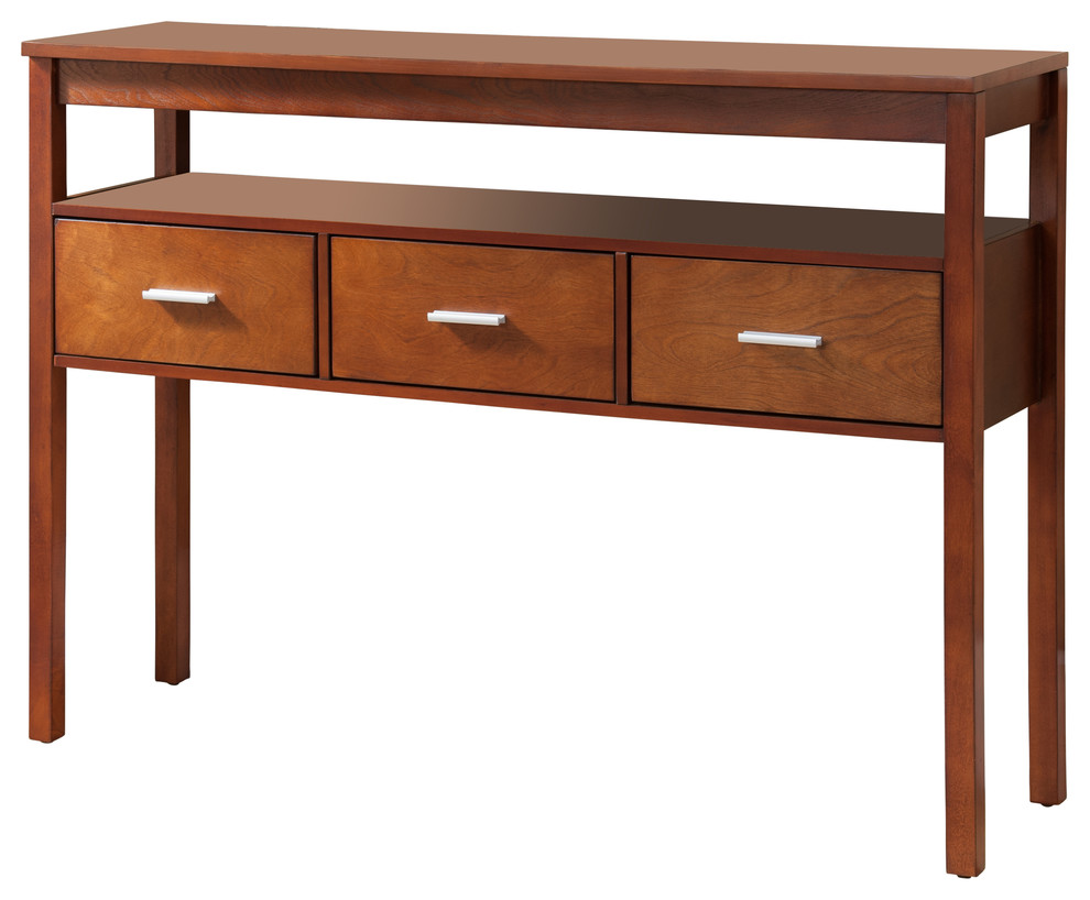 Oliver 3-Drawer Modern Console Entryway Table, Walnut Wood ...