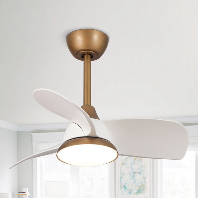 28 in. Modern Integrated LED Indoor Ceiling Fan with Remote Control and ...