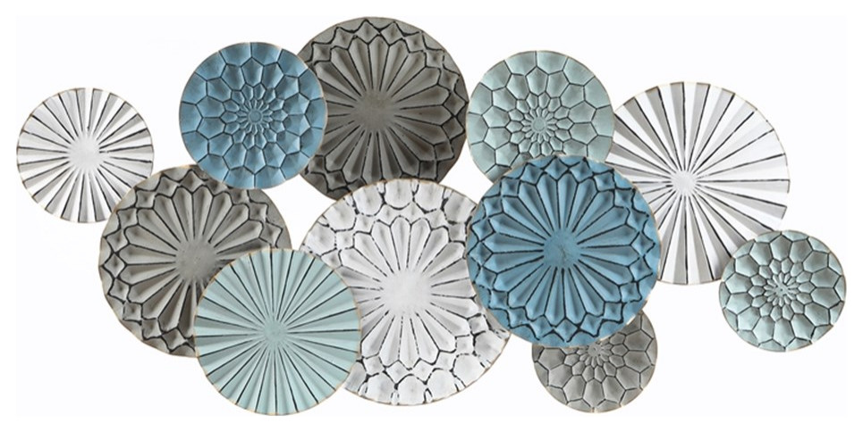 Pemberly Row Modern Metal Floral Layered Plates Wall Art in Multi-Color ...