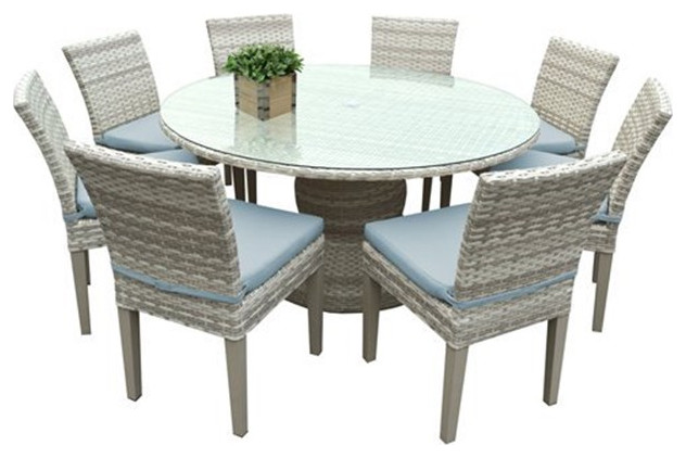 TK Classics Fairmont Traditional 9 Pc Patio Dining Set w/ Cushions ...