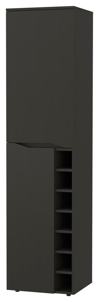 Maya Tall Bar Cabinet with 7 Wine Cubbies, Extendable Shelf, Glass Rack ...