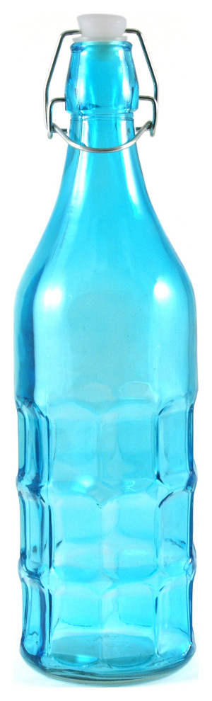 Complete Kitchen Blue Glass Dimple Bottle Bail - Transitional - Water ...