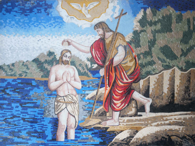 Religious Art Mosaic - Baptism of Christ, 61" x 46" - Contemporary ...