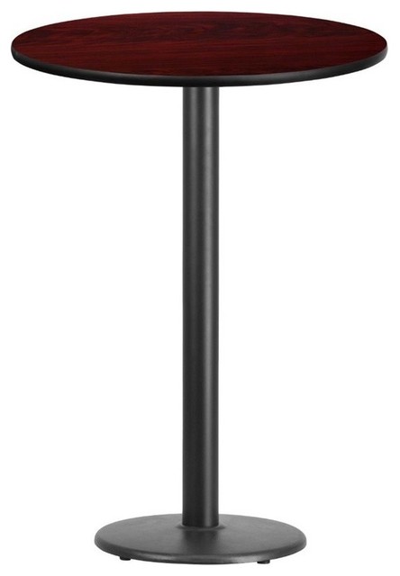 Bowery Hill 30" Round Restaurant Bar Table in Black and Mahogany ...
