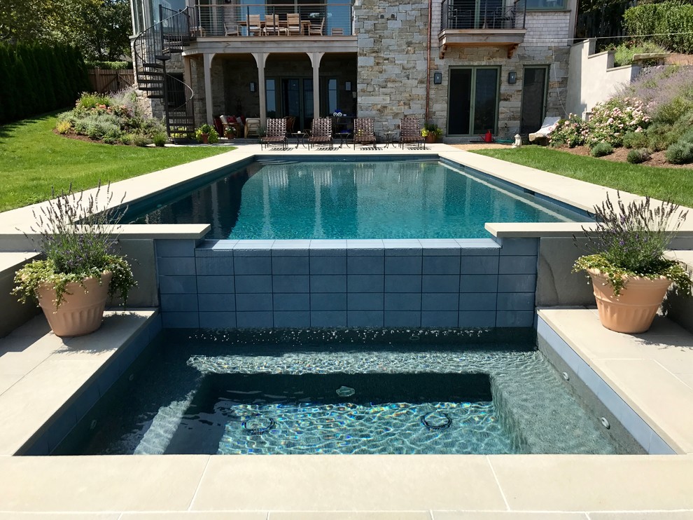 Prism Blue Pebble Sheen w/ Mountain Blue Tile - Beach Style - Boston ...
