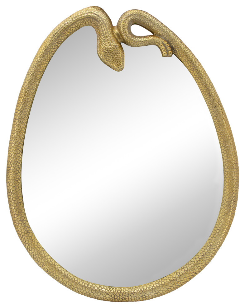 29" Wall Mirror With Snake Accent, Gold - Contemporary - Wall Mirrors ...
