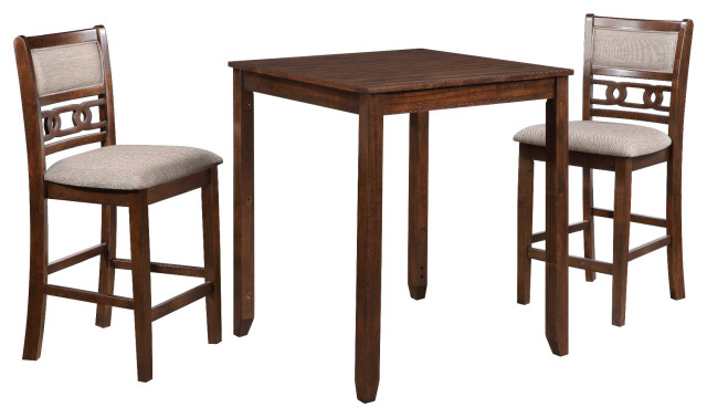 Benzara BM272091 Gary 3 Piece Counter Table Set, Cherry Brown ...