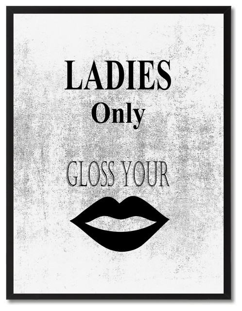 "Ladies Only" Sign White Print on Canvas with Picture Frame, 13"x17 ...