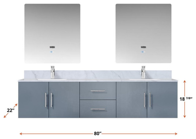 Lexora Home Geneva 80" Carrara Marble Top Double Vanity with Sinks in ...