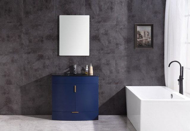 36" Blue Bathroom Vanity - Pvc - Contemporary - Bathroom Vanities And ...