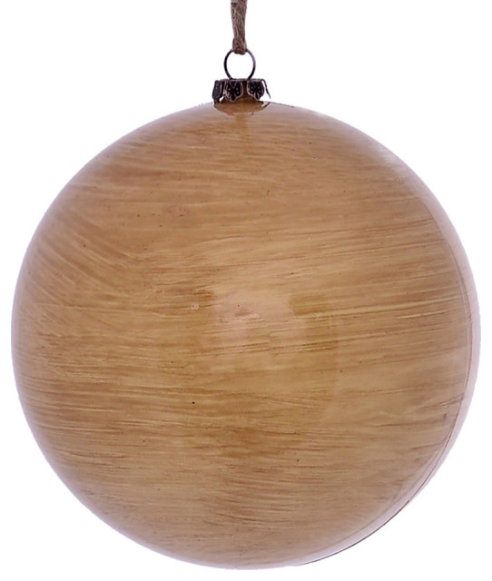 Vickerman MC197190 4.75" Tan Wood Grain Ball Ornament, 4 per Bag ...