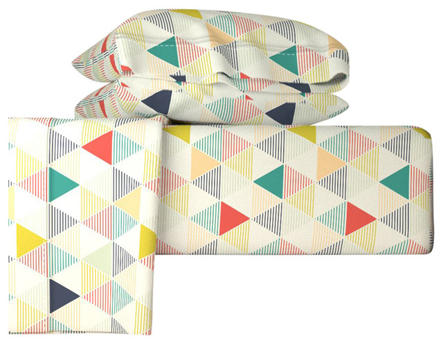 Modern Geometric Geometric 4pc Cotton Sheet Set, Queen - Contemporary ...