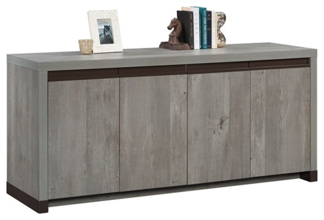Sauder Manhattan Gate Engineered Wood Credenza in Mystic Oak ...