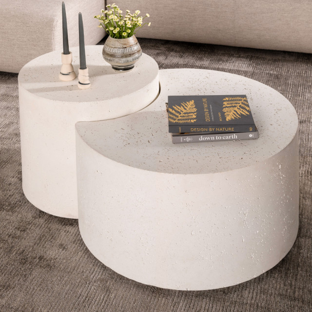 Meza Nesting Coffee Table-Textured White - Transitional - Coffee Tables ...