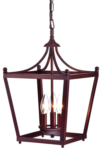 3-Light Rustic Copper Finish Lantern Pendant Chandelier - Chandeliers ...
