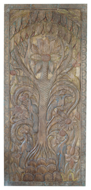 Consigned Tree of Life Carved Door, Natures Harmony Door, Kalpavriksha ...