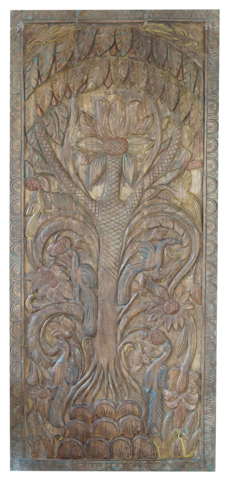 Consigned Tree of Life Carved Door, Natures Harmony Door, Kalpavriksha ...