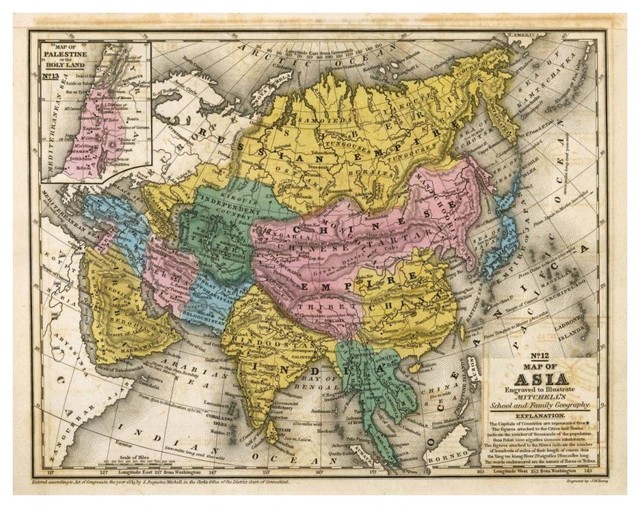 "Map of Asia, 1839" Digital Paper Print by Samuel Augustus Mitchell, 18 ...