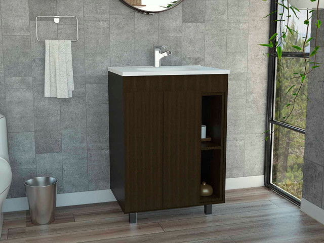Palmer 24" Vanity Cabinet, 1 Cabinet With Division-2 Small Shelves ...