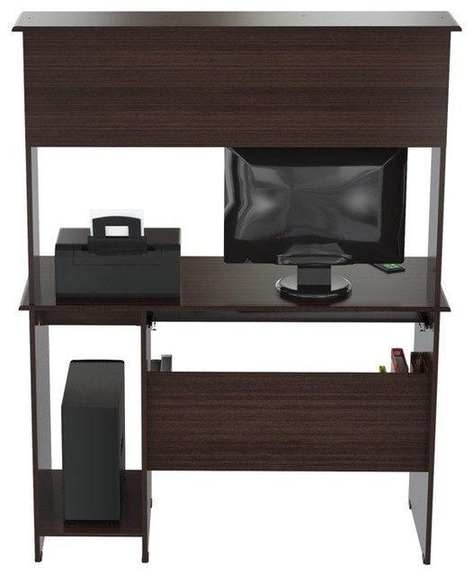 Inval America Espresso Computer Desk with Hutch - Transitional - Desks ...